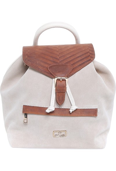 David Jones Suni Deri Bej Kadın Sırt Çantası ED010