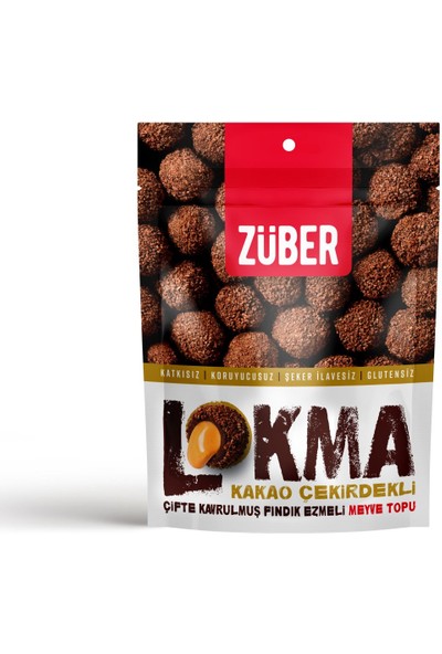 Züber Kakao Çekirdekli Çifte Kavrulmuş Fındık Ezmeli Meyve Topu 96 gr Züber Kakao Çekirdekli Çifte Kavrulmuş Fındık Ezmeli Meyve Topu 96 gr