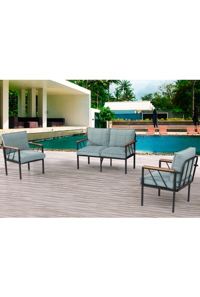 Ufuk Home Bahçe Mobilyası 2 1 1 Miray Bahçe Takımı Metal Balkon Takımı Çay Seti