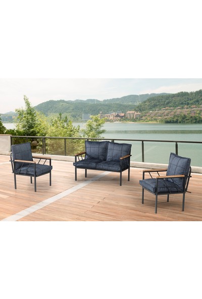 Ufuk Home Bahçe Mobilyası 2 1 1 Miray Bahçe Takımı Metal Balkon Takımı Çay Seti