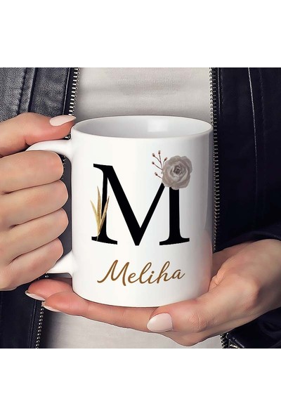 Kupa Market M Harfi Monogramlı Isim Baskılı Kupa Bardak