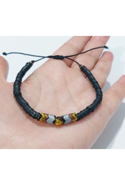 Funny Takı Kaplangözü ve Hematit Doğaltaşlı Siyah Ince Fimo Unisex Bileklik Funny Takı Kaplangözü ve Hematit Doğaltaşlı Siyah Ince Fimo Unisex Bileklik