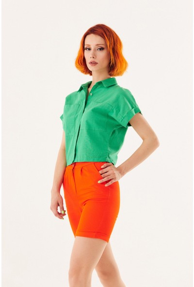 Pileli Duble Paça Gabardin Şort Pileli Duble Paça Gabardin Şort