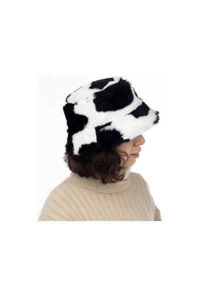 Inek Desen Tüylü Kışlık Balıkçı Şapka