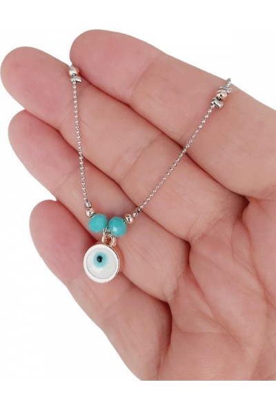 Peravia Renkli Nazar Zincir Halhal Gümüş Kaplama Peravia Renkli Nazar Zincir Halhal Gümüş Kaplama