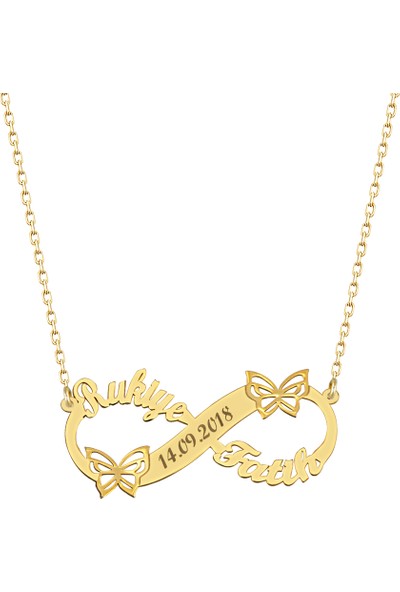 925 Ayar Gümüş Kişiye Özel Isimli Kelebek Sonsuzluk Kolye