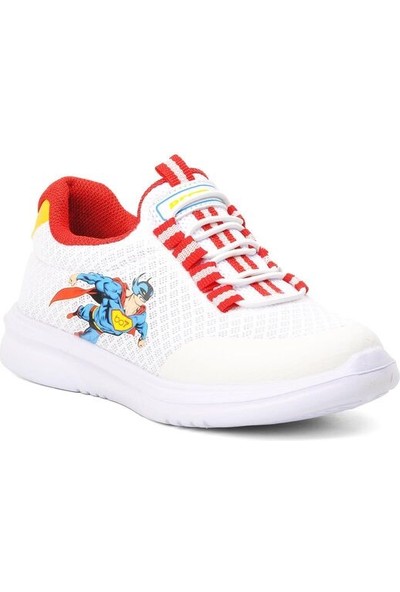 Pabucmarketi Beyaz-Kırmızı Fileli Bağcıksız Erkek Çocuk Spor Ayakkabı