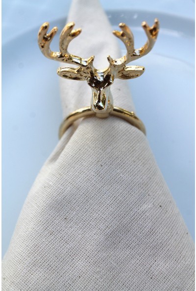 6 Adet Gold Geyikli Metal Peçete Halkası 6 Adet Gold Geyikli Metal Peçete Halkası