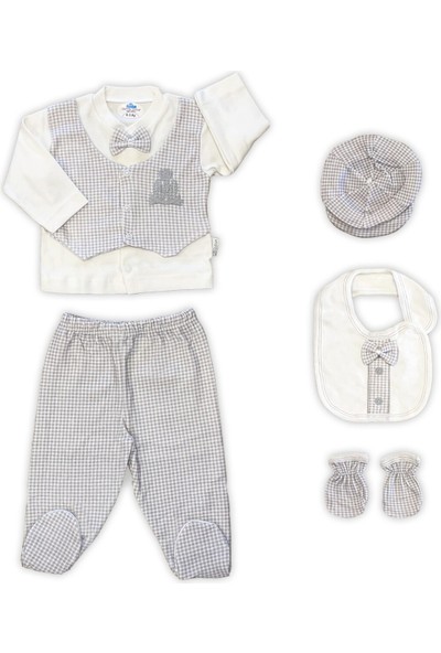 Sema Baby Papyonlu Lüks 5 Parça Hastane Çıkışı Zıbın Seti – Gri Sema Baby Papyonlu Lüks 5 Parça Hastane Çıkışı Zıbın Seti – Gri