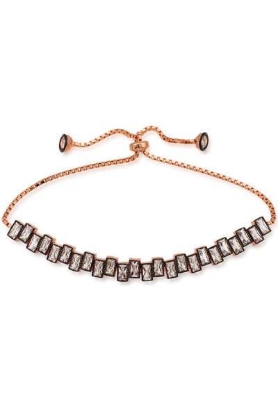 York Nevada Gümüş Baget Taşlı Asansör Bileklik