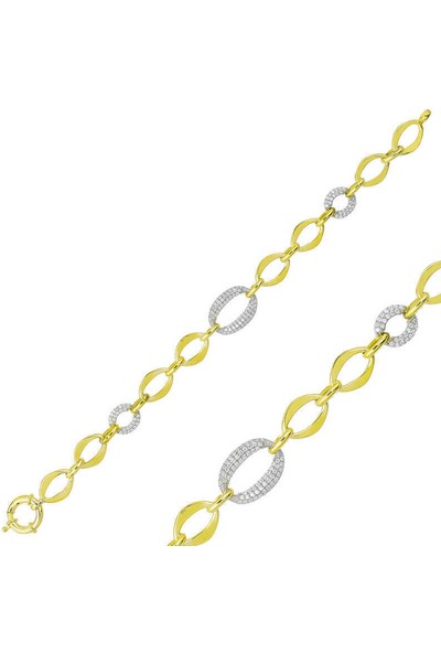 York Nevada Gümüş Iki Renkli Taşlı Hallow Bileklik