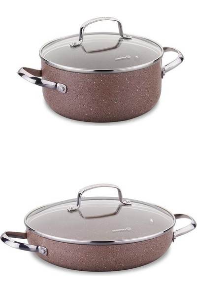 Korkmaz Browni Tencere ve Karnıyarık Seti 20/28 cm Korkmaz Browni Tencere ve Karnıyarık Seti 20/28 cm