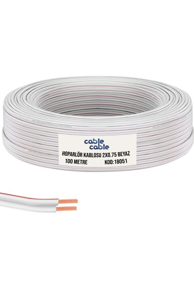Cable Cable Elektrik Kablosu Kordon 2 x 0.75 Beyaz 100mt Cable Cable Elektrik Kablosu Kordon 2 x 0.75 Beyaz 100mt