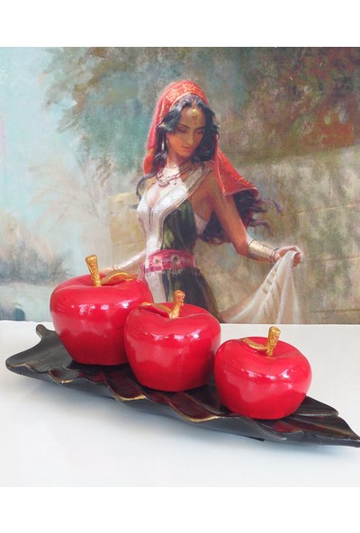 Dekoratif Elma Seti 3'lü Kırmızı