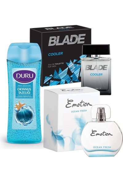 Blade Cooler Edt Parfüm 100ML+EMOTION Ocean Fresh Edt 50ML+DURU Okyanus Tazeliği Duş Jeli Blade Cooler Edt Parfüm 100ML+EMOTION Ocean Fresh Edt 50ML+DURU Okyanus Tazeliği Duş Jeli
