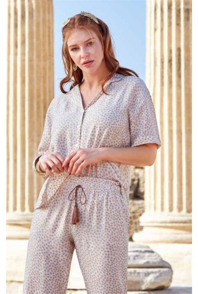 Efsi Casual 1445 Kadın Önden Düğmeli Pijama Takımı
