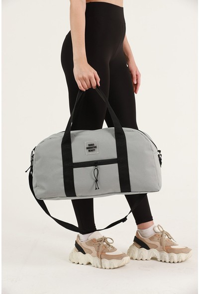 Shaka U33 Gri Unisex Önü Cepli Uzun Askılı Seyahat Fitness ve Spor Çantası B:28 E:48 G:15 cm