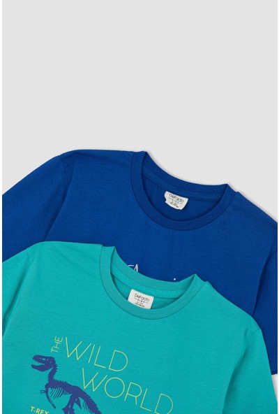 DeFacto Erkek Çocuk Regular Fit Bisiklet Yaka Kısa Kollu 2'li Pamuklu Penye Tişört X8355A622SM DeFacto Erkek Çocuk Regular Fit Bisiklet Yaka Kısa Kollu 2'li Pamuklu Penye Tişört X8355A622SM