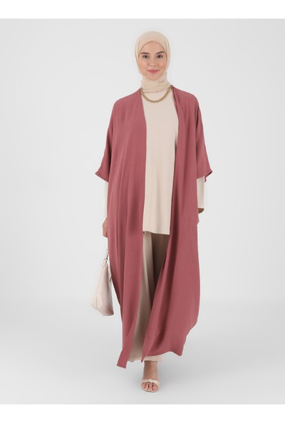 Refka Yarım Kollu Aerobin Abaya Ferace - Koyu Gül - Refka Woman Refka Yarım Kollu Aerobin Abaya Ferace - Koyu Gül - Refka Woman