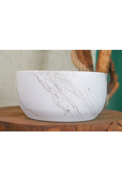 Beyaz Üzeri Gold Boyalı Toprak Terrakota Saksı Aranjman Saksısı Bonzai Saksısı Beyaz Üzeri Gold Boyalı Toprak Terrakota Saksı Aranjman Saksısı Bonzai Saksısı