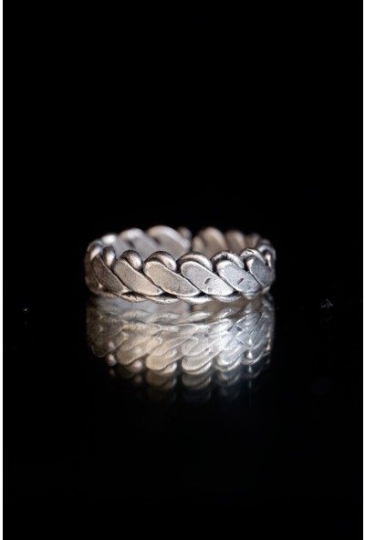 The Collection Sarmal Halka Şövalye Gümüş Kaplama Ayarlanabilir Yüzük