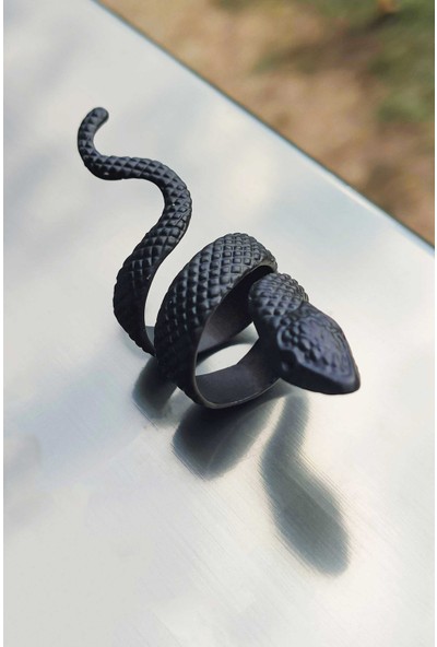 The Collection Ayarlanabilir Siyah Yılan Yüzük