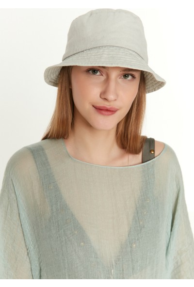 14224 Yıkamalı Gabardin Kumaş Açık Gri Bucket Şapka NW14224