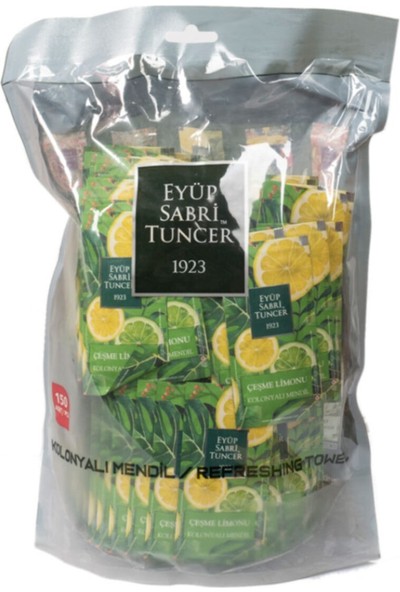 Eyüp Sabri Tuncer Kolonyalı Mendil Çeşme Limonu 150 'li Paket Eyüp Sabri Tuncer Kolonyalı Mendil Çeşme Limonu 150 'li Paket
