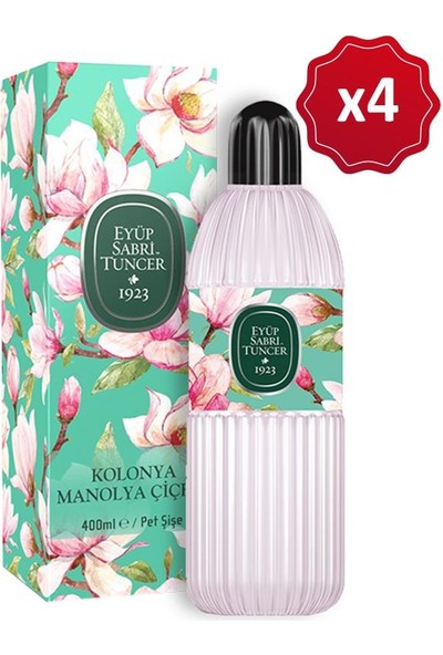 Eyüp Sabri Tuncer Manolya Çiçeği Kolonyası 400 ml x 4 Adet Eyüp Sabri Tuncer Manolya Çiçeği Kolonyası 400 ml x 4 Adet