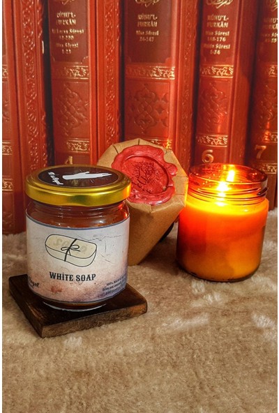 Lena Butik Beyaz Sabun Kokulu Mum Doğal Mum Amber Kavanoz Lena Butik Beyaz Sabun Kokulu Mum Doğal Mum Amber Kavanoz