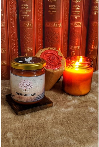 Lena Butik Fresh Erguvan Kokulu Mum Doğal Mum Amber Kavanoz