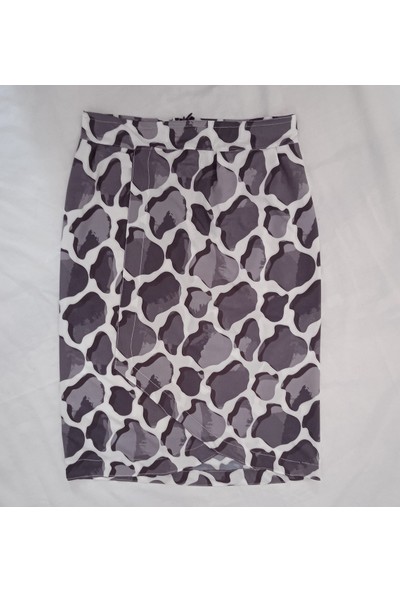 Thulia Elasticite Desenli Gri Midi Etek Thulia Elasticite Desenli Gri Midi Etek