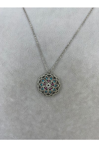 By Tim Desing 925 Ayar Gümüş Özel Tasarım Kolye Ucu Gümüş Renkli