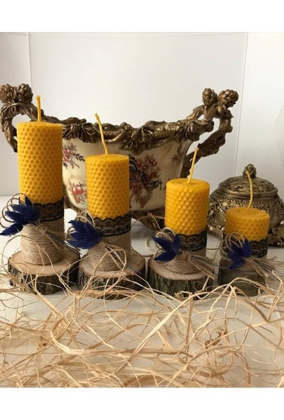 Ciyimi Dekoratif ve Hediyelik %100 Doğal El Yapımı Bal Mumu 4'lü