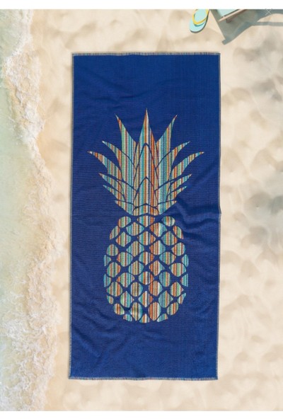 Cotton Therapy Ananas Mavi 72 x 150 cm Plaj Deniz Havuz Havlusu Pamuklu Jakarlı Iplik Boyalı Cotton Therapy Ananas Mavi 72 x 150 cm Plaj Deniz Havuz Havlusu Pamuklu Jakarlı Iplik Boyalı
