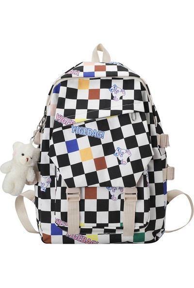 Wizmy Lise Öğrencisi Çantası Lattice Çantası Tatlı Büyük Kapasitet (Yurt Dışından)