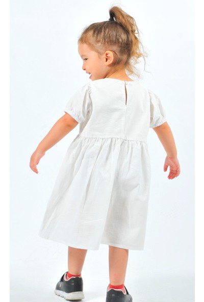 Nakışlı Keten Elbise