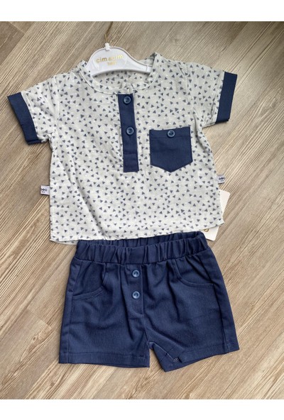 Trend Bebek Gömlekli Erkek Takım Küçük Üçgen Desenli Trend Bebek Gömlekli Erkek Takım Küçük Üçgen Desenli