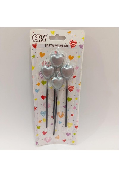 Kelebek Oyuncak 4lü Kalp Şekilli Mum - Gümüş Kelebek Oyuncak 4lü Kalp Şekilli Mum - Gümüş