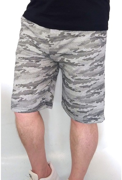 Winget Star Gri Kamuflaj Klasik Pamuklu Şort