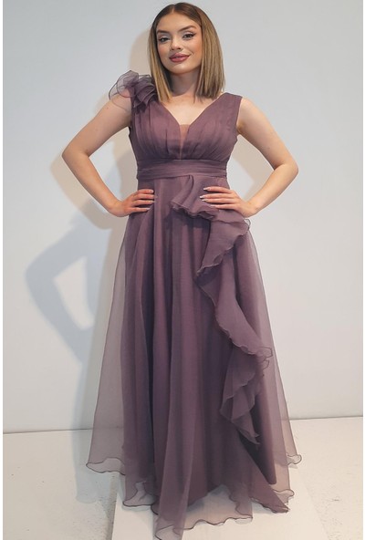 Abiyelife Tuana Abiye Kolsuz Dalya Kumaş 8440 Lavanta Abiyelife Tuana Abiye Kolsuz Dalya Kumaş 8440 Lavanta