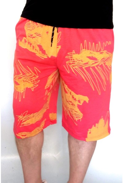 Winget Star Fuşya Hardal Baskılı Unisex Şort Winget Star Fuşya Hardal Baskılı Unisex Şort