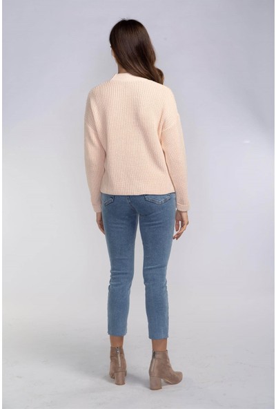 Delikli Örgü Kazak-Pudra