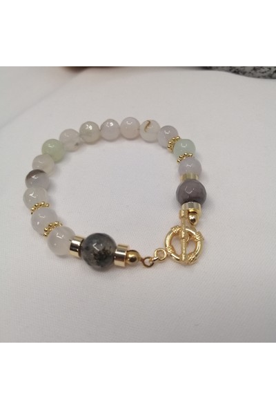Suerte Accessories Dumanlı Kuvars ve Ay Taşı Doğal Taşlı Gold Gemici Kilit Aksesuarlı El Yapımı Bileklik Suerte Accessories Dumanlı Kuvars ve Ay Taşı Doğal Taşlı Gold Gemici Kilit Aksesuarlı El Yapımı Bileklik