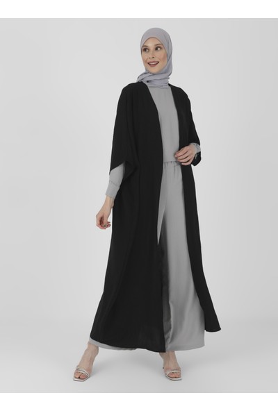 Refka Yarım Kollu Aerobin Abaya Ferace - Siyah - Refka Woman Refka Yarım Kollu Aerobin Abaya Ferace - Siyah - Refka Woman