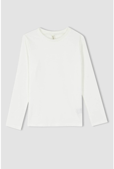 DeFacto Kız Çocuk Regular Fit Bisiklet Yaka Penye Uzun Kollu Tişört U6810A622AU