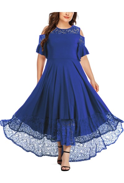 Hong Store Yuvarlak Yaka Fırfırlı Maxi Kadın Elbise - Mavi (Yurt Dışından) Hong Store Yuvarlak Yaka Fırfırlı Maxi Kadın Elbise - Mavi (Yurt Dışından)