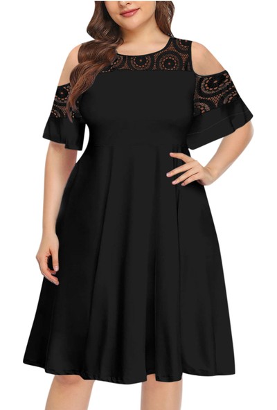 Hong Store Yuvarlak Yaka Midi Kadın Elbise - Siyah (Yurt Dışından) Hong Store Yuvarlak Yaka Midi Kadın Elbise - Siyah (Yurt Dışından)
