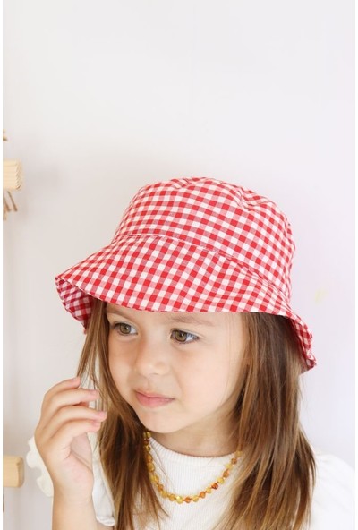Kız Çocuk Kareli Şapka