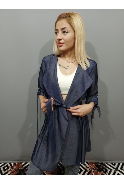 Çook Moda Mavi Arkası Detalı Trenç Çook Moda Mavi Arkası Detalı Trenç